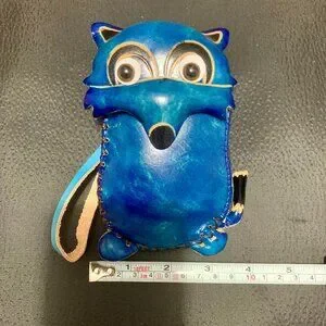Handmade | Bags | Handmade Blue Leather Fox Coin Purse Cute Animal ...